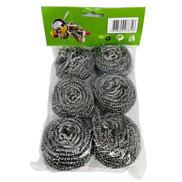 STAINLESS STEEL SCOURERS LARGE 6PACK