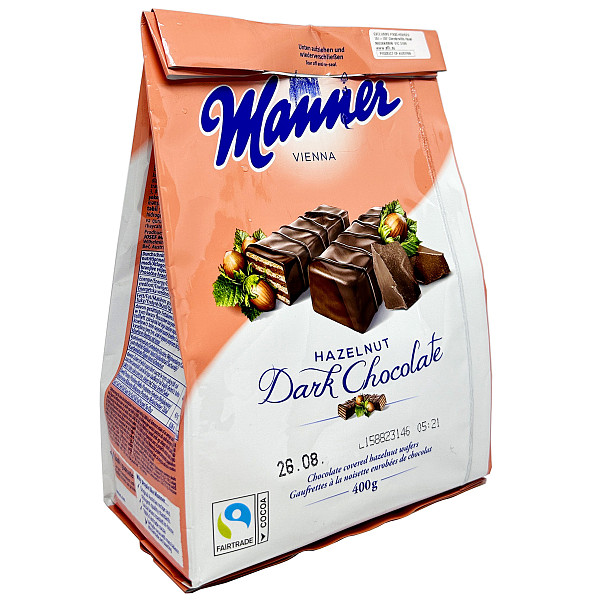 MANNER DARK CHOC HAZELNUT WAFER 400G (10)