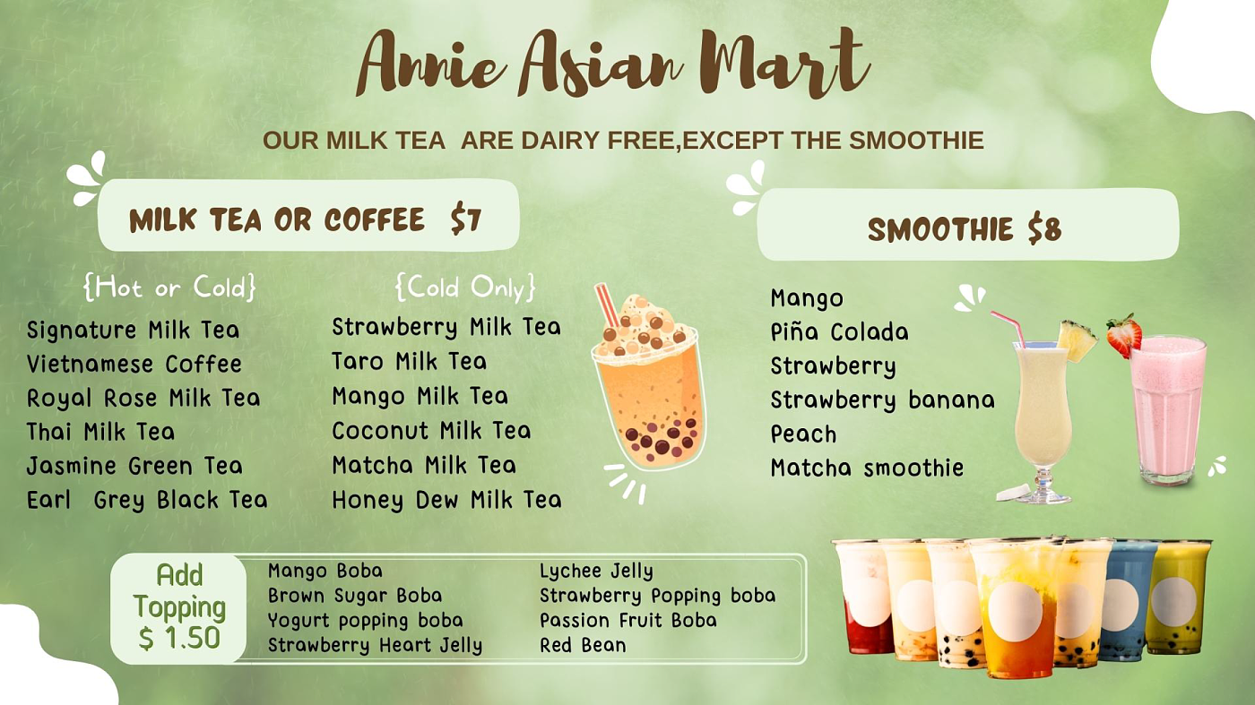 BOBA TEA MENU