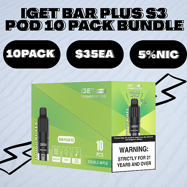 IGET Bar Plus S3 Pod Bulk 10 Pack