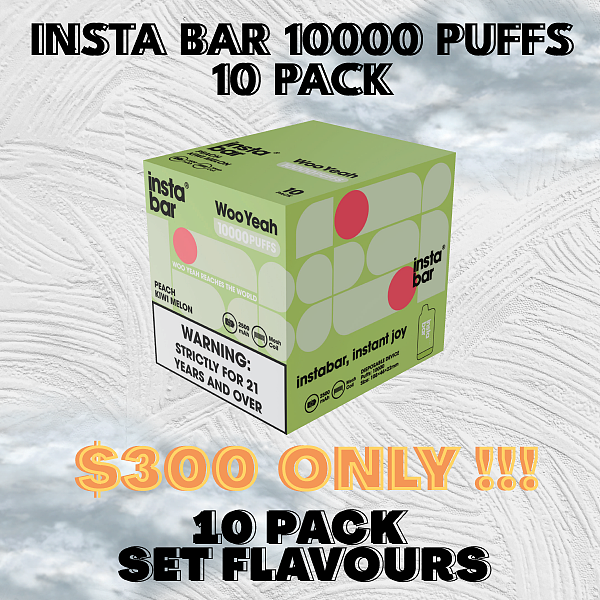 Insta Bar 10000 Puffs 10 Pack Set Flvours Bundle
