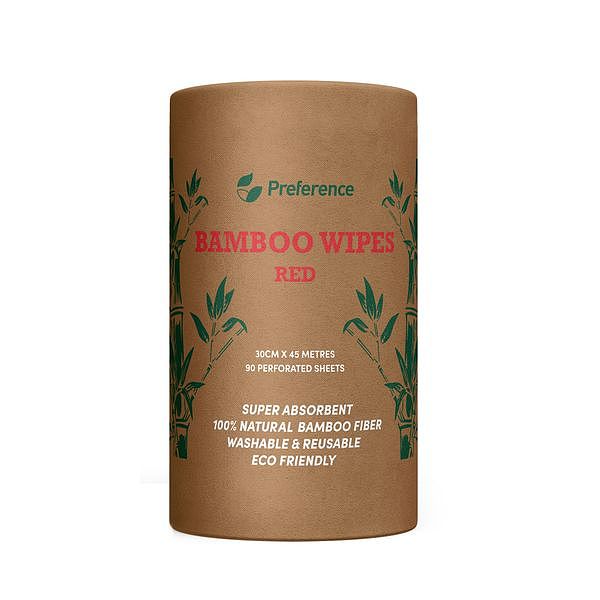Bamboo Wipes Red 45m/90 sheets 6 Rolls/CTN