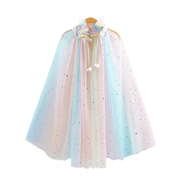Ruffle Neck Cute Mesh Snowballs Girls Cape